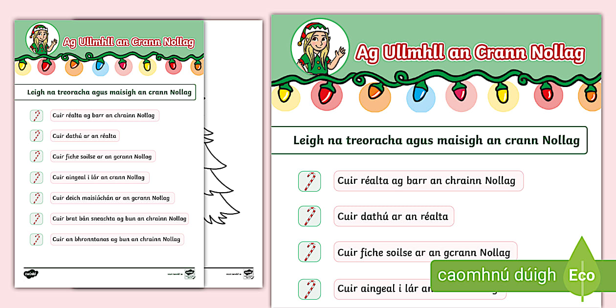 Christmas Tree Decorating Comprehension Activity (Gaeilge).
