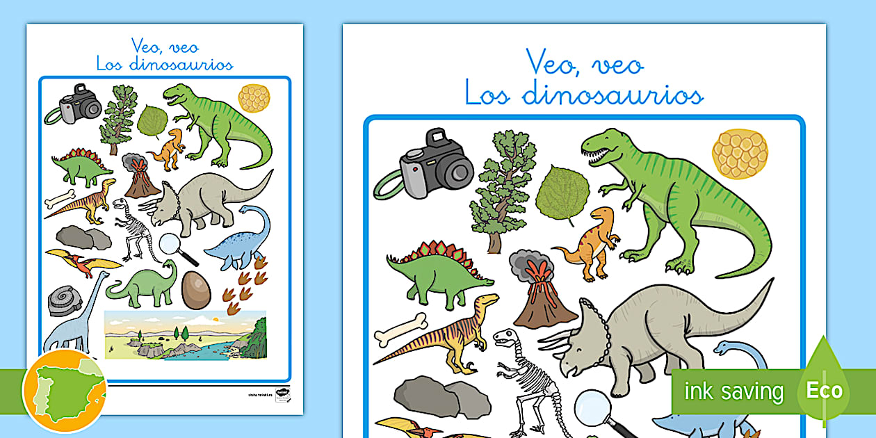 Ficha de actividad: Veo, veo - Los dinosaurios - Twinkl