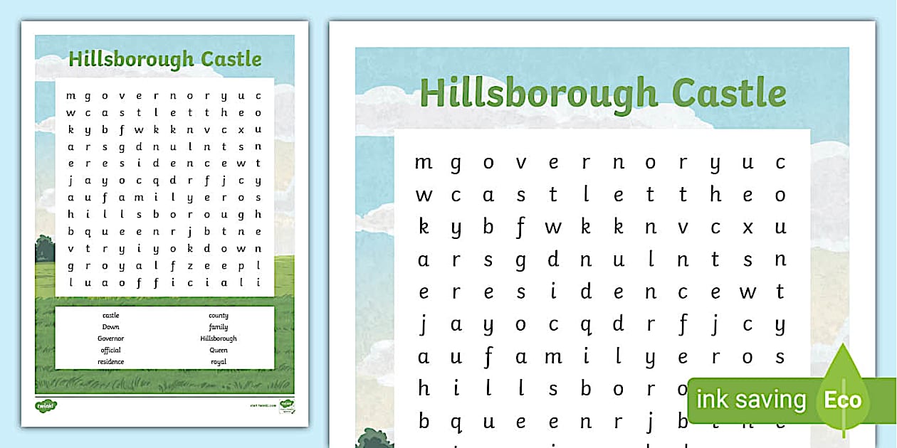 Hillsborough Castle Word Search - NI (teacher made) - Twinkl
