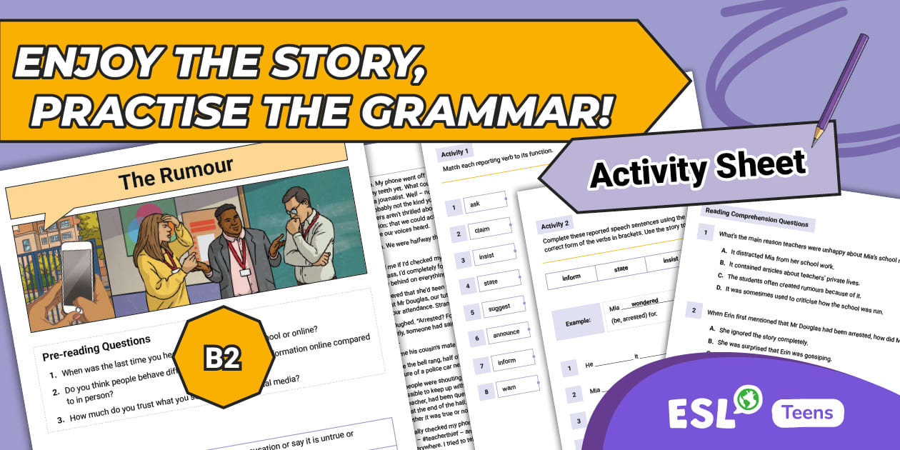 ESL The Rumour Reading Comprehension [Teens, B2]