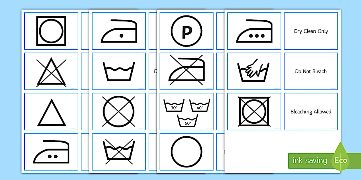 Washing Symbols Matching Cards - Washing Symbol Matching Cards
