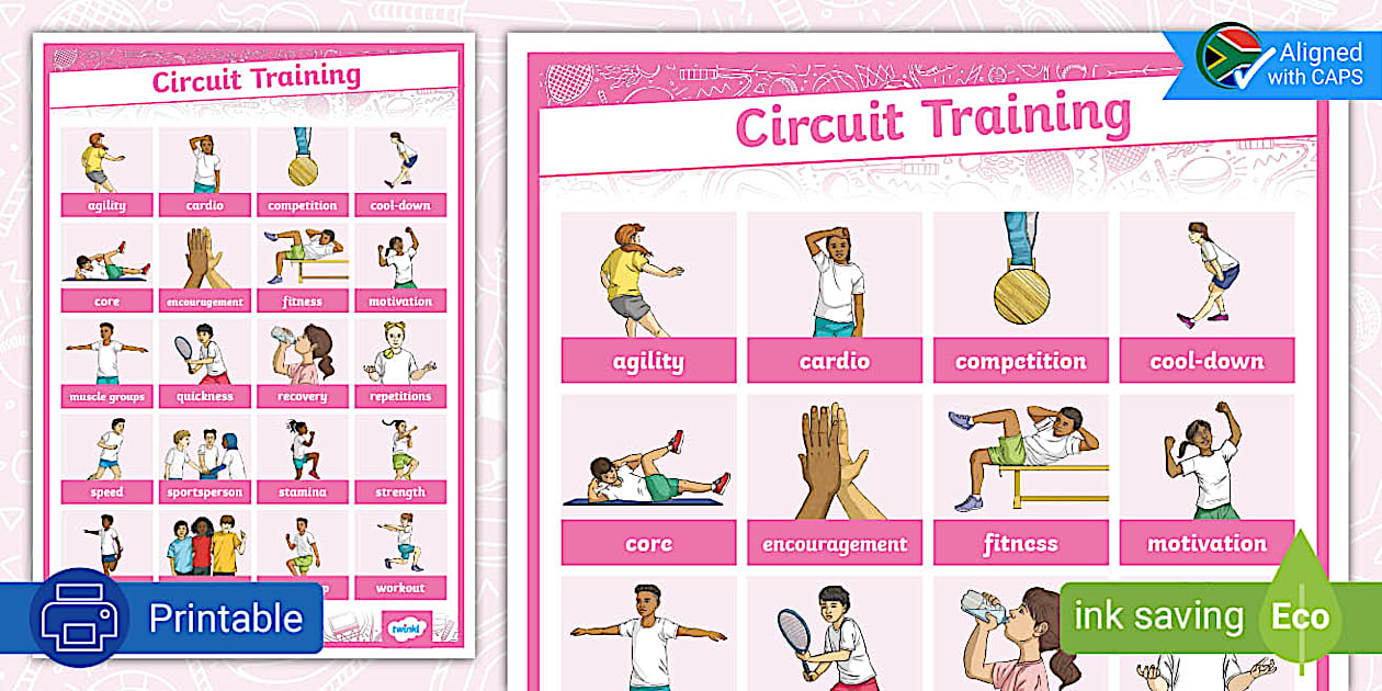 Grade 5 Physical Education Circuit Training Word Grid