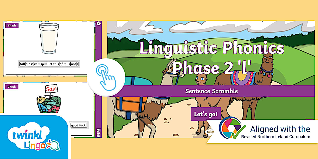 Linguistic Phonics Phase 2 'l' Sentence Scramble Activity