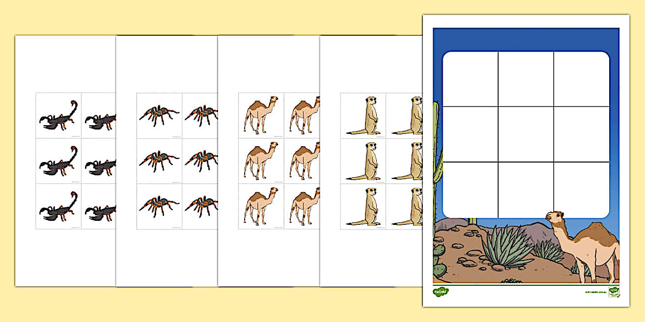 Three in a Row Desert Animals Activity (Teacher-Made)