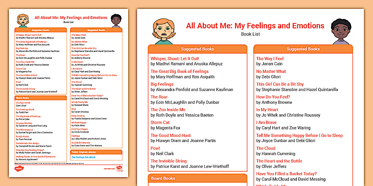 My Feelings and Emotions Book List | EYFS and KS1 Books