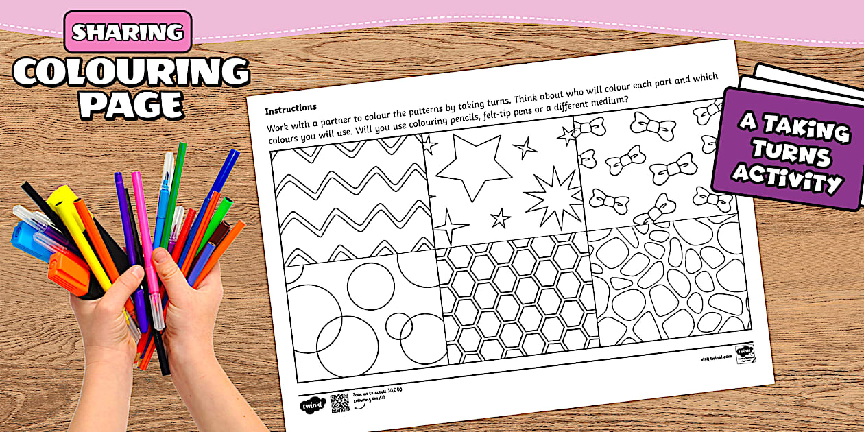 Sharing Colouring Page - KS1 - Twinkl