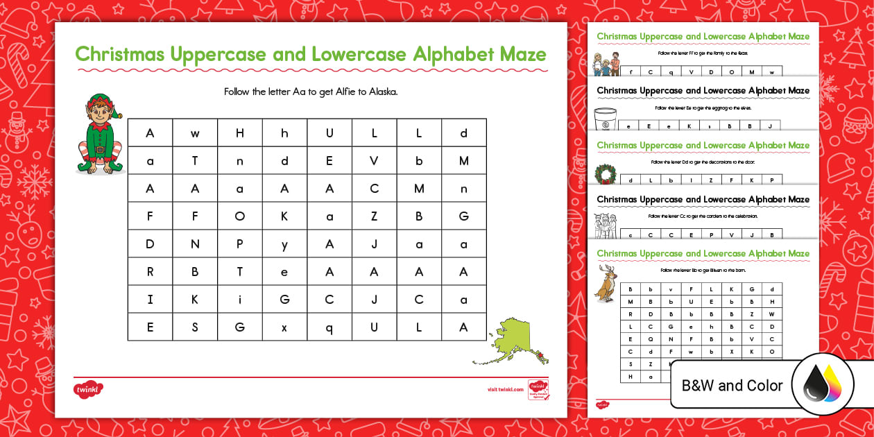 Christmas Uppercase and Lowercase Alphabet Maze Activities