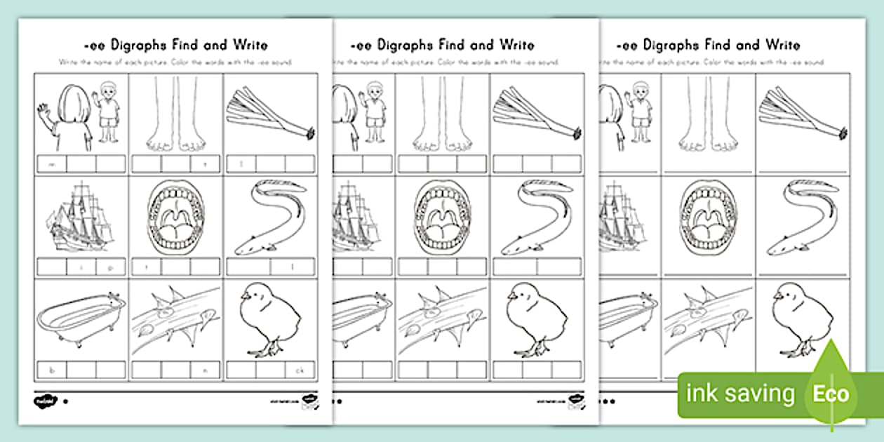 -ee Digraphs Find and Write Differentiated Activity - Twinkl