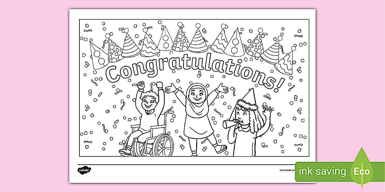 Congratulations! Colouring Page (teacher made) - Twinkl