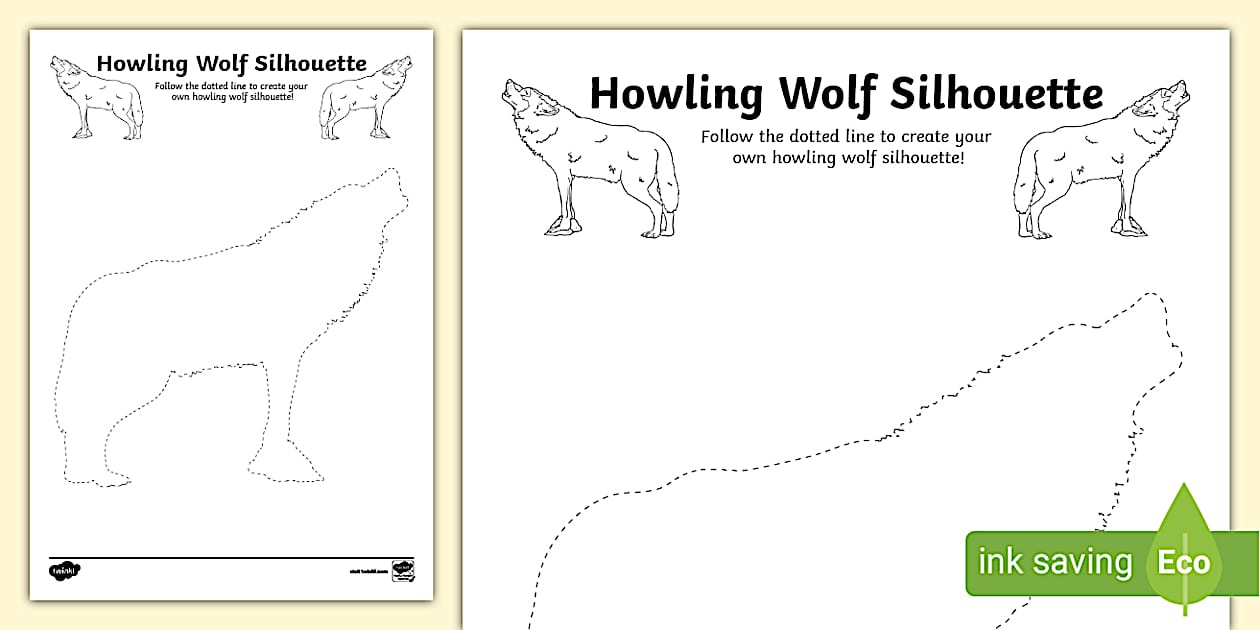 Howling Wolf Silhouette Drawing Activity (teacher made)