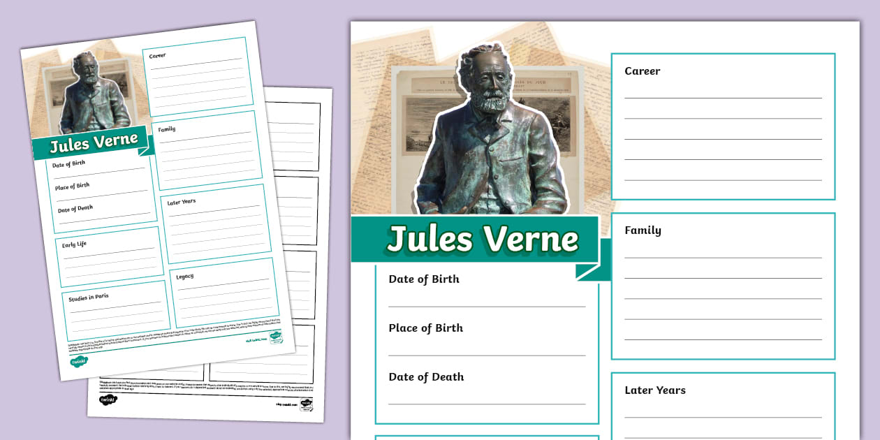 Jules Verne Fact File Template - Twinkl Fact File Templates