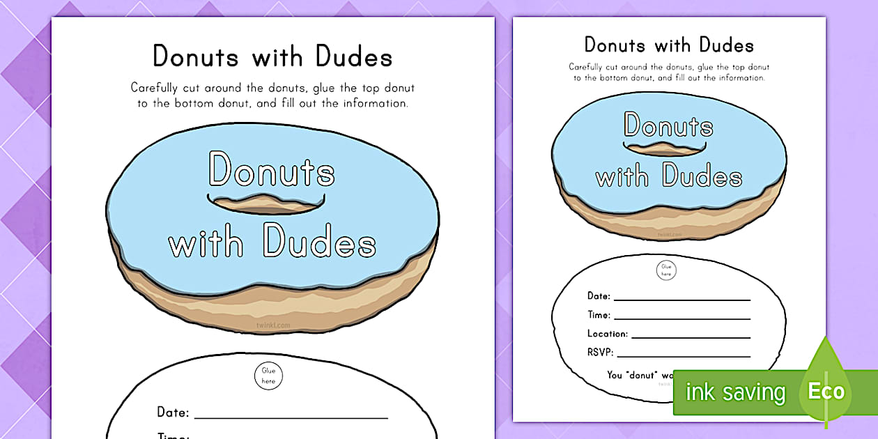 Donuts with Dudes Invitation Cards (Teacher-Made) - Twinkl