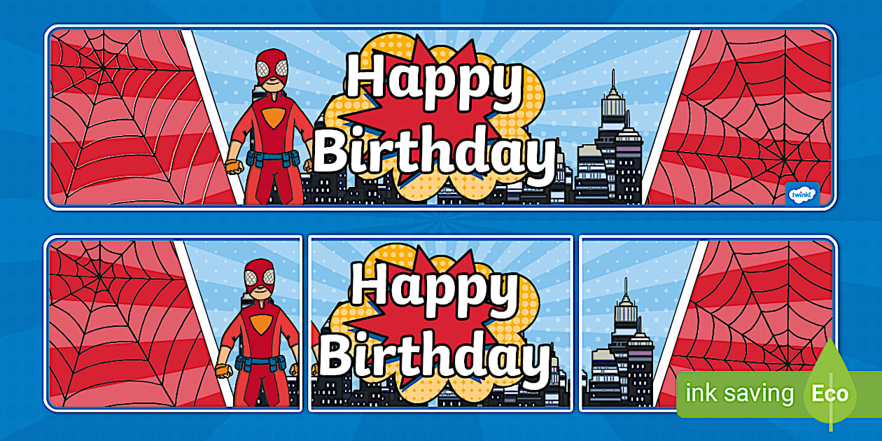 Spider-Themed Birthday Banner (Teacher-Made) - Twinkl