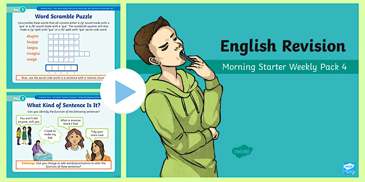 SATs: Year 6 English Revision Morning Starter Weekly PowerPoint Pack 4