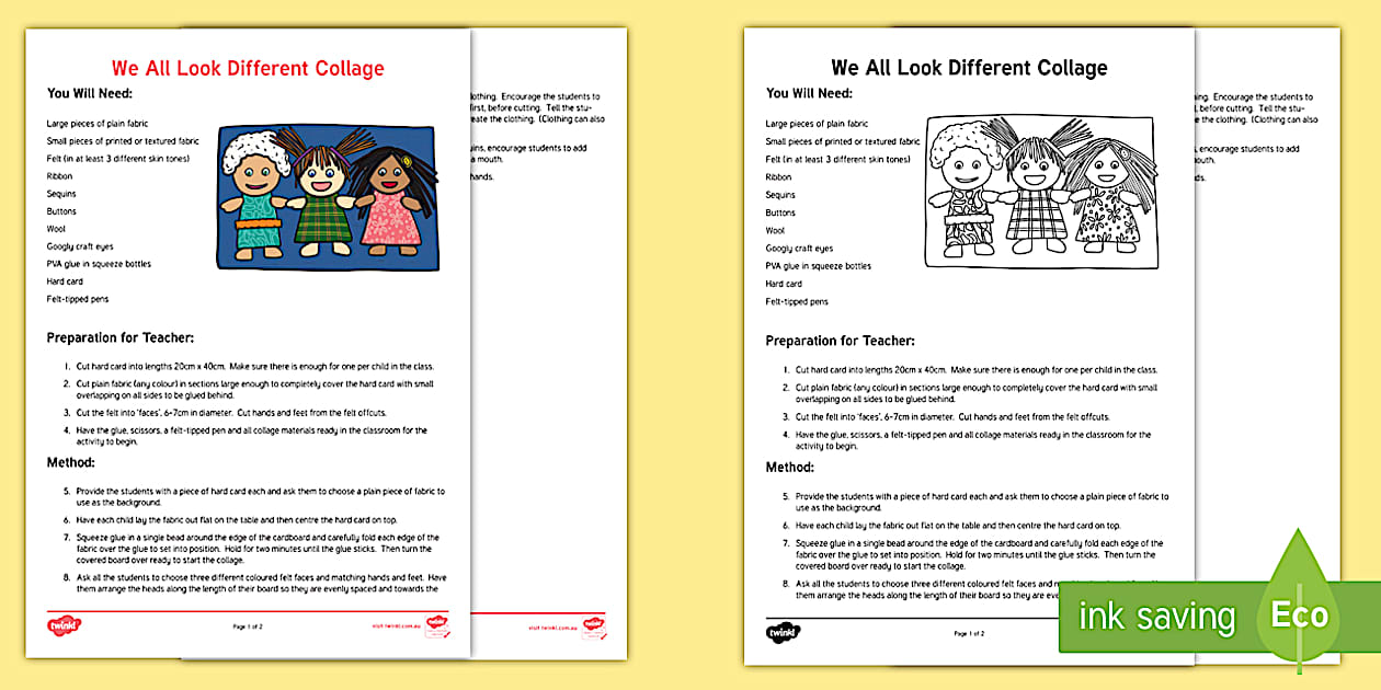 We All Look Different Collage Activity (teacher made)