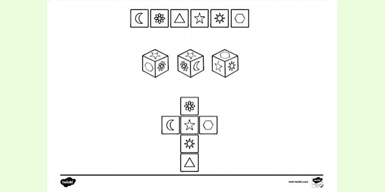 Cube Puzzle Colouring Sheet (teacher made) - Twinkl