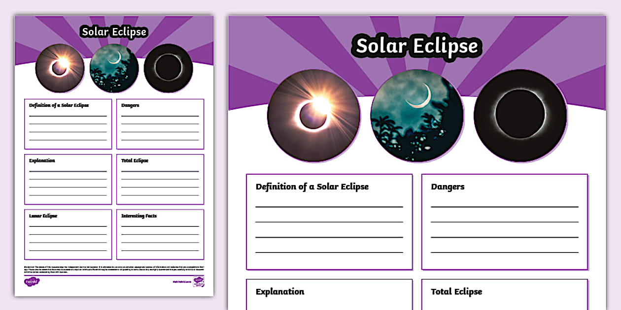 Solar Eclipse Fact File Template (Teacher-Made) - Twinkl