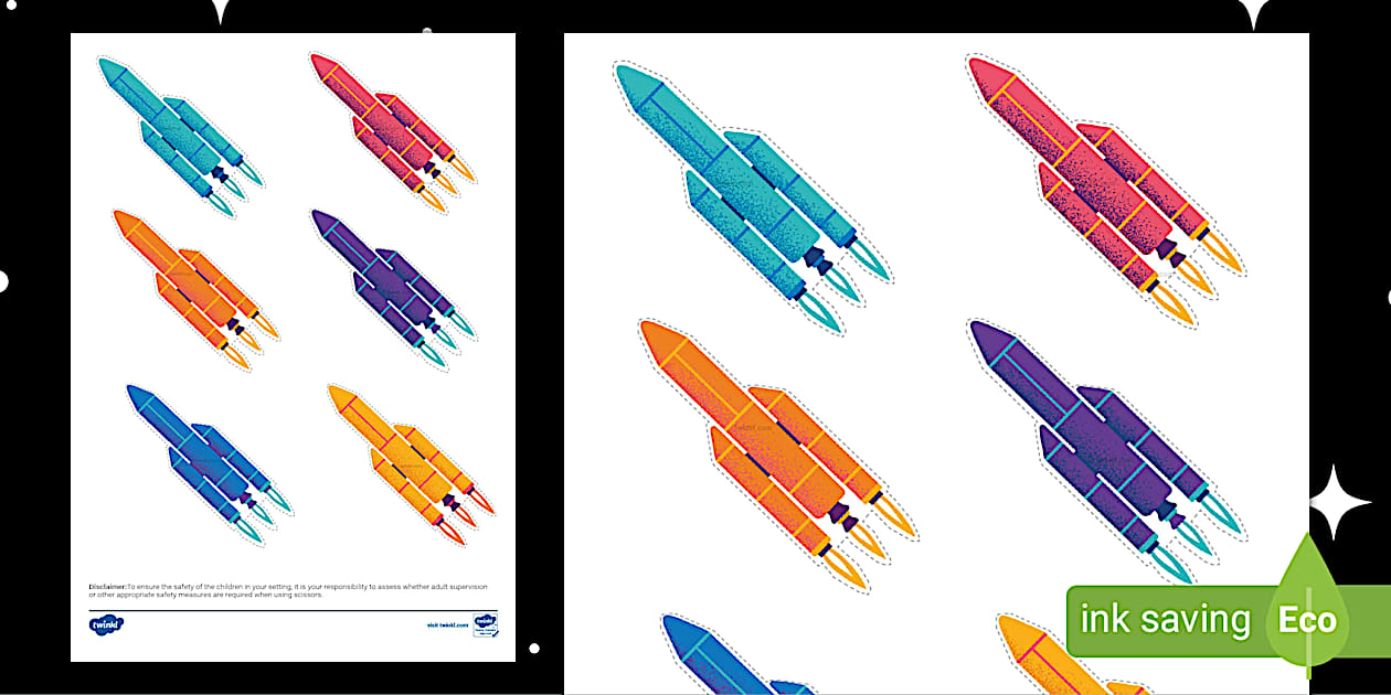 Space-Themed Mini Rockets Display Cut-Outs (teacher made)