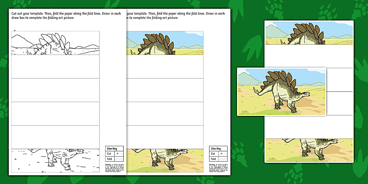 Stegosaurus Folding Art Template (teacher made) - Twinkl