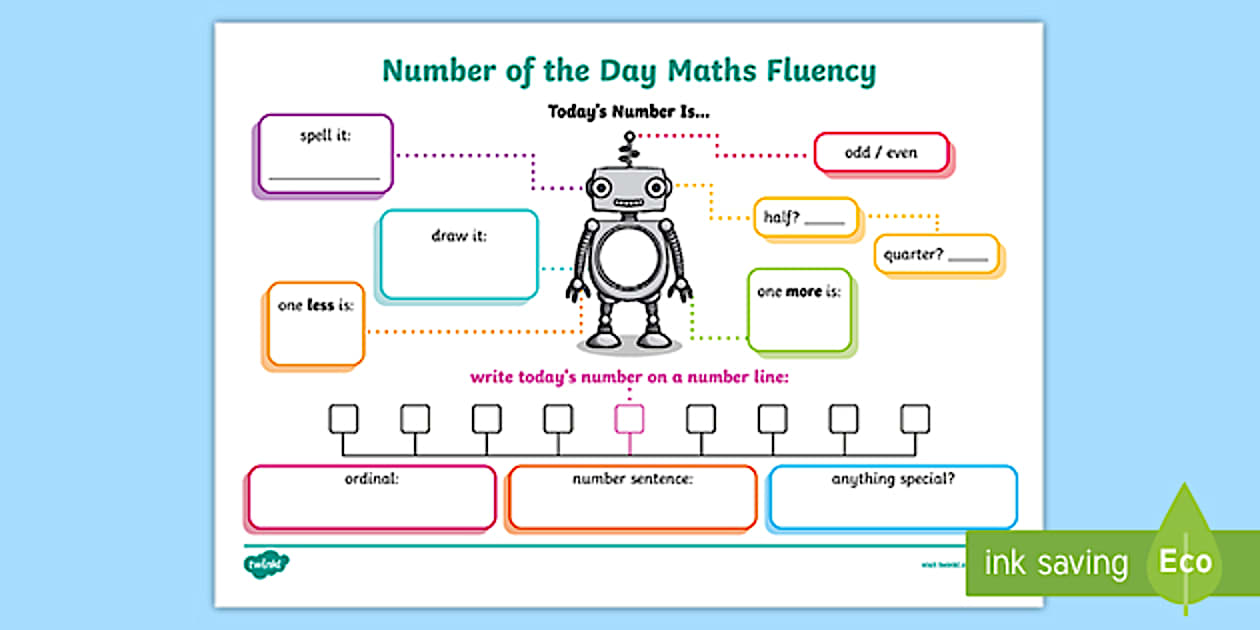 Editable Year 1 Number of the Day Maths Fluency Activity Mat