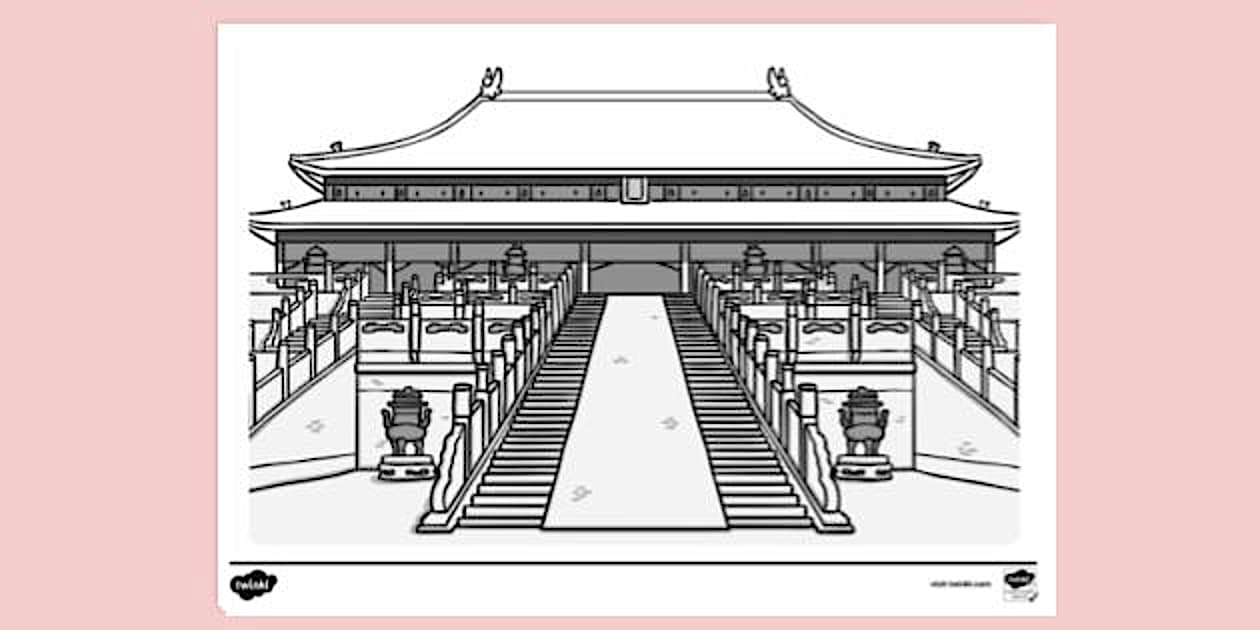 Forbidden City Colouring Sheet | Colouring Sheets - Twinkl