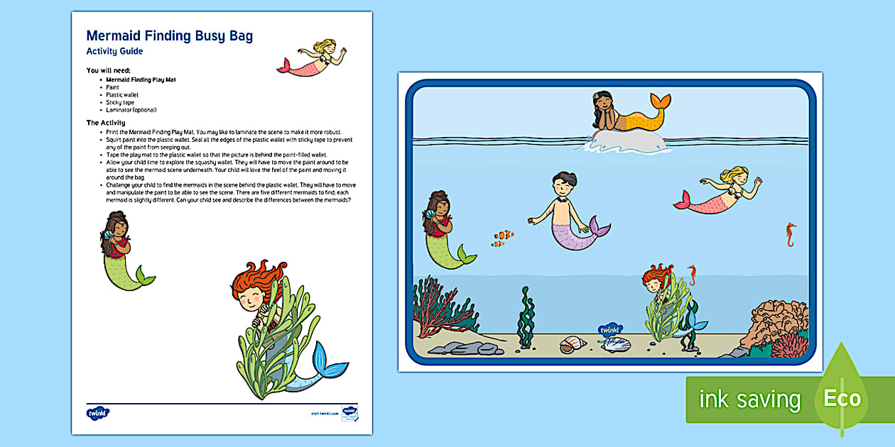Mermaid Finding Play Mat Busy Bag Resource Pack for Parents