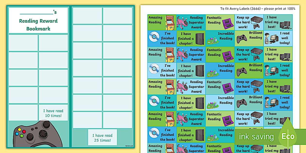 KS2 Video Games Themed Reading Sticker Reward Bookmarks