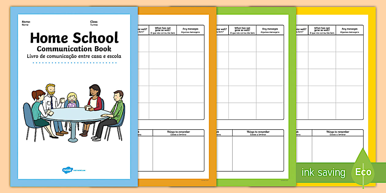 Home School Communication Book Primary English/Portuguese - Home School