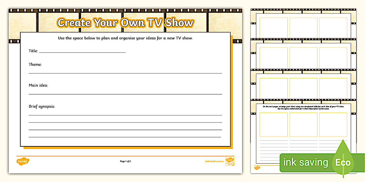 TV Show Concept Template - Create Your Own TV Show - Twinkl