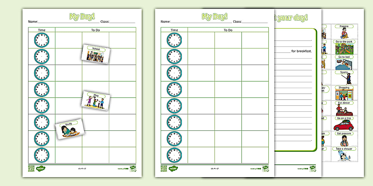 Elementary English Grade 4「My Perfect Day」 Schedule Activity