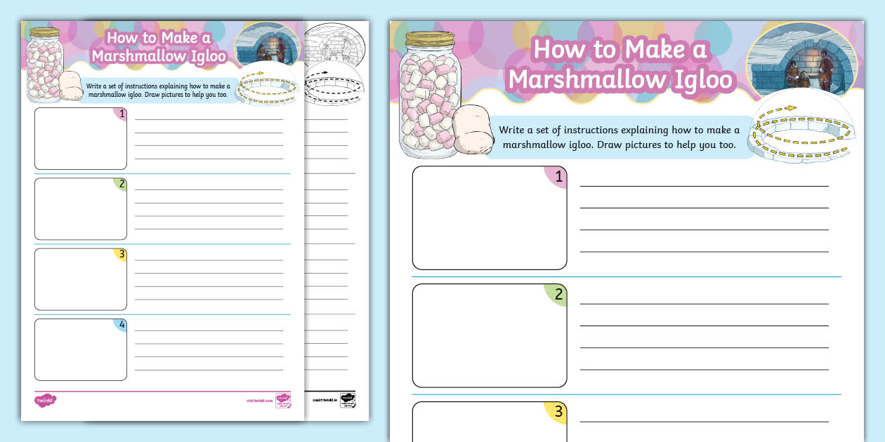 How to Make a Marshmallow Igloo Instruction Writing Template