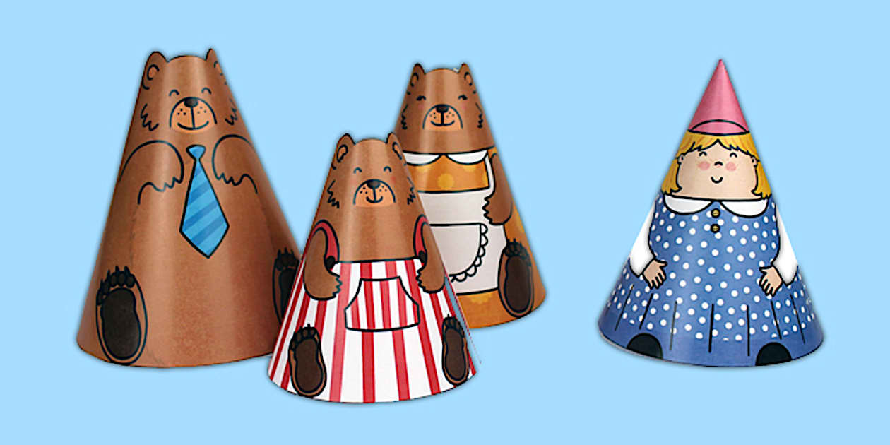 Black and White Goldilocks and the Three Bears Cone Characters