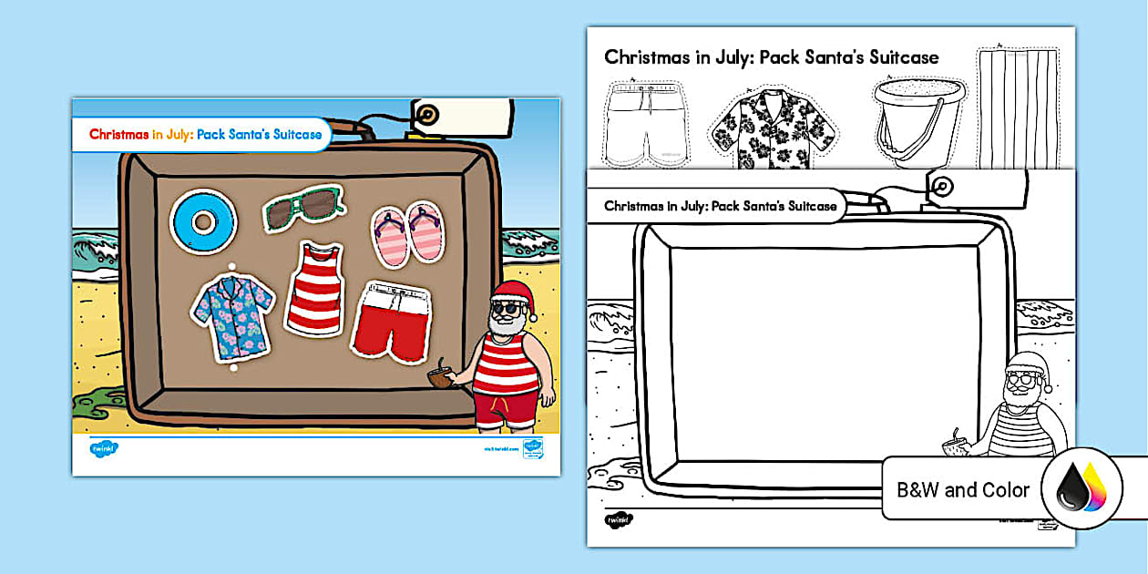 Christmas in July Cut and Paste Worksheet | Twinkl USA