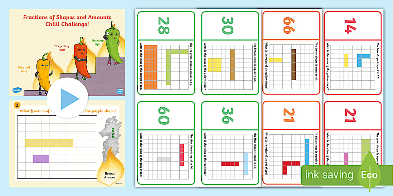 👉 KS2 Fractions of Shapes, amount Differentiated Activity Pack
