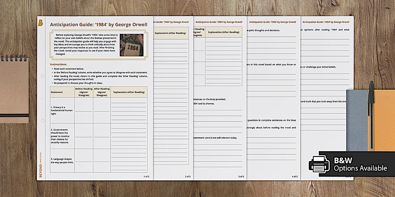 Anticipation Guide: '1984' by George Orwell