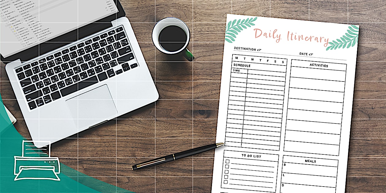 Daily Itinerary Planner Insert - Itinerary Template - Twinkl