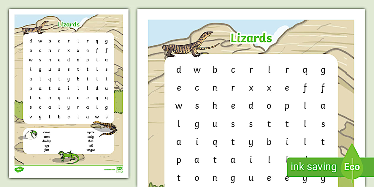 Lizard Word Search (teacher made) - Twinkl