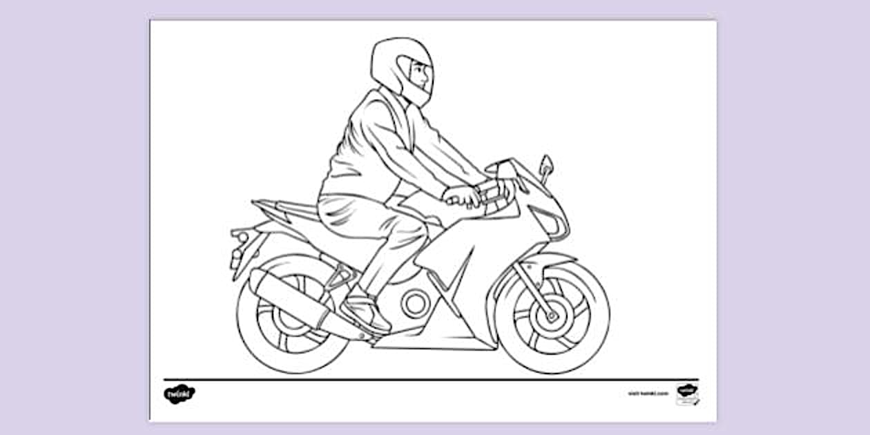 Motorbike Rider Colouring | Colouring Sheets - Twinkl