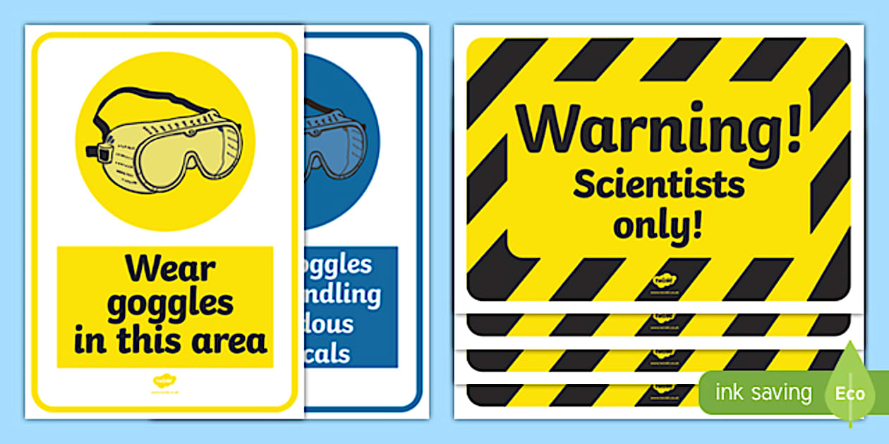 Editable Science Lab Role Play Warning Signs - Twinkl
