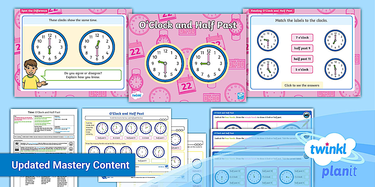 👉 Y1 Telling the Time PlanIt Maths (teacher made)
