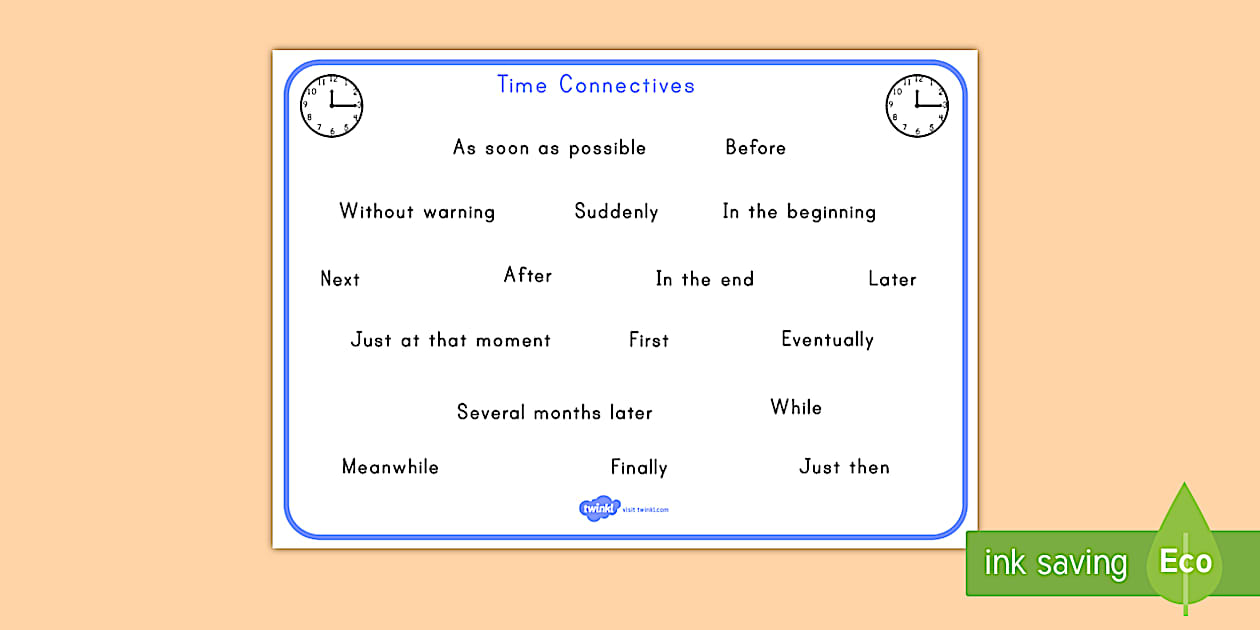 Time Conjunctions Word Mat (Teacher-Made) - Twinkl