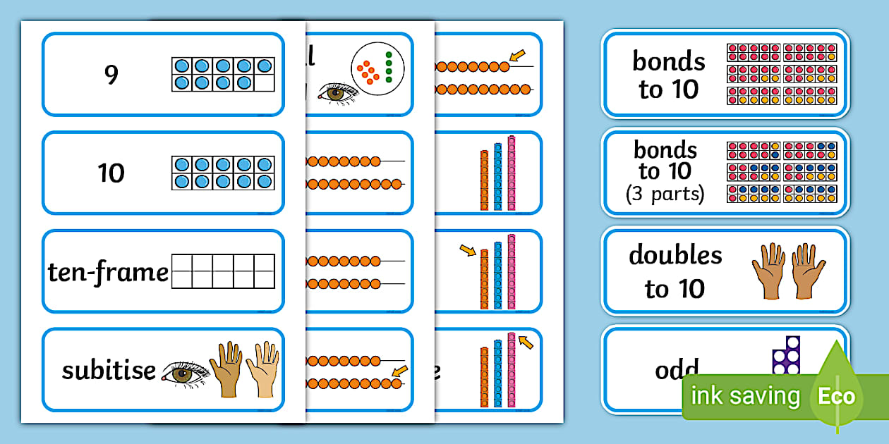 👉 EYFS Maths Vocabulary Cards White Rose Maths Building 9 & 10