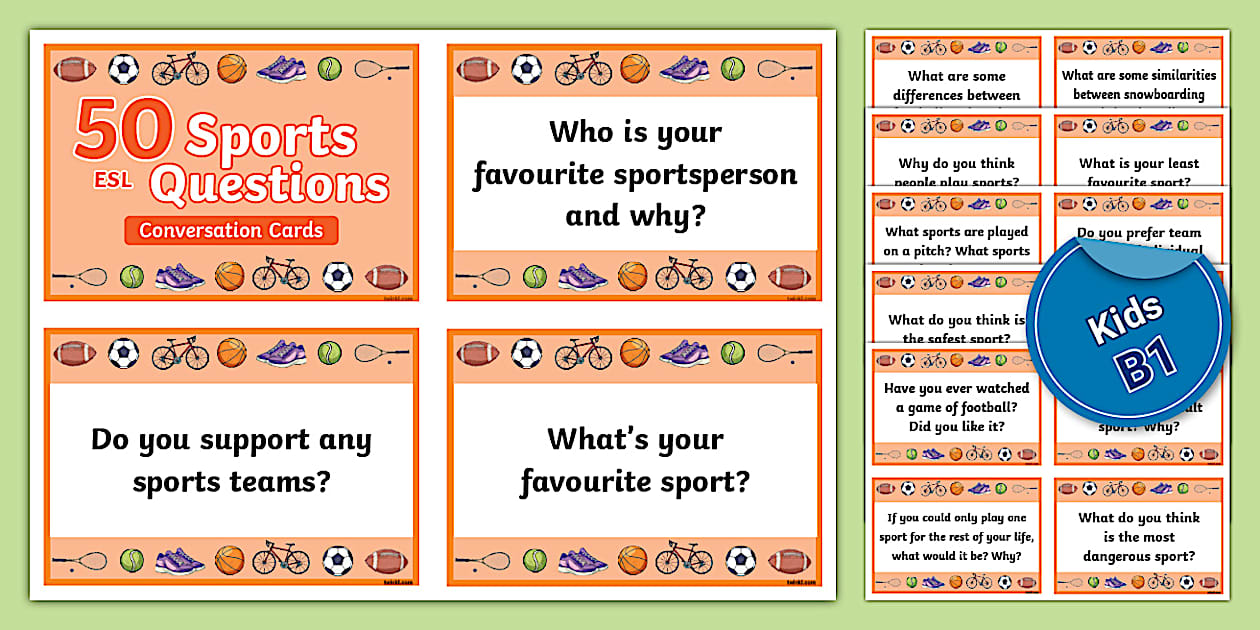 ESL Sports Question/Conversation Cards (teacher made)