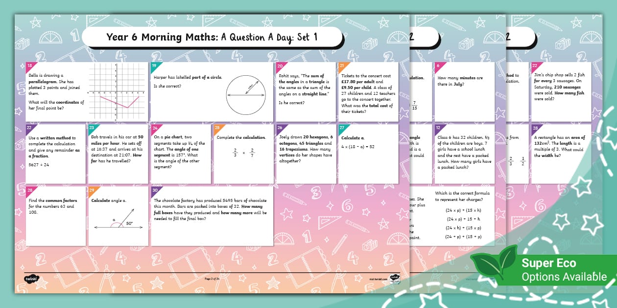 Year 6 Morning Maths: A Question A Day (teacher made)