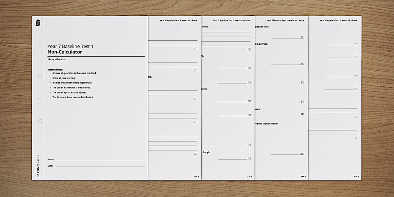 Year 7 Baseline Maths Test Bronze - Beyond Maths - Twinkl