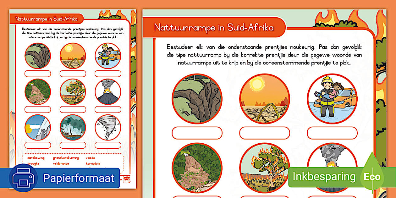 Natuurrampe in Suid-Afrika Aktiwiteitskaart (teacher made)