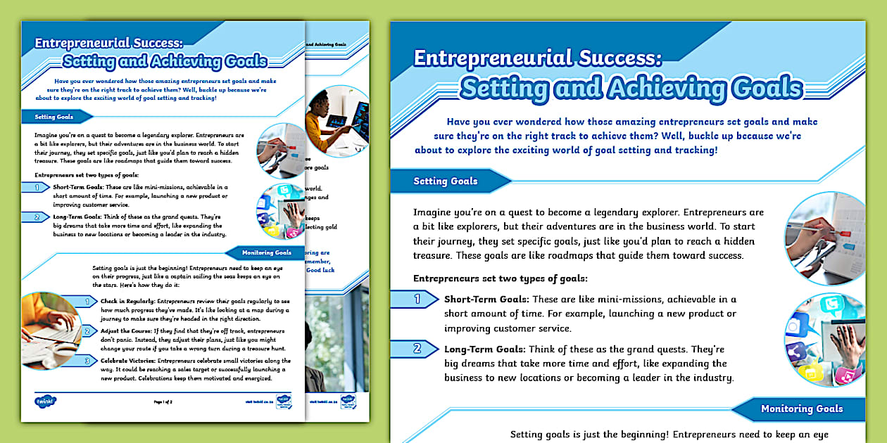 Grade 7 EMS Setting Goals Guide | Twinkl South Africa