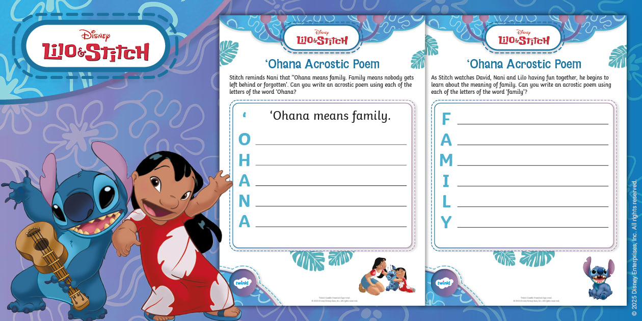 Disney’s Lilo & Stitch Poem Templates - KS1 | Teacher-Made