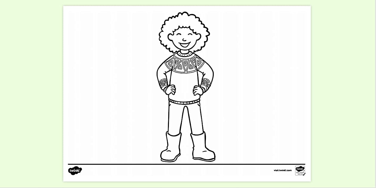 Smiling Person Girl Colouring Sheet | Colouring Sheets