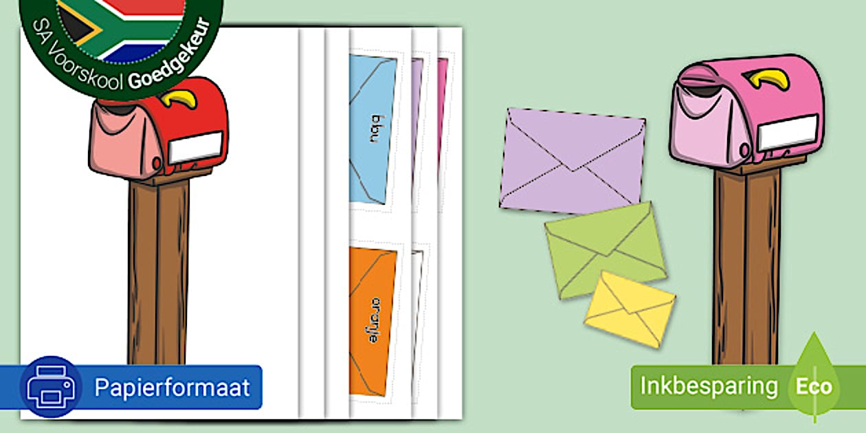 Poskantoor: Pas die Kleure Aktiwiteit - Twinkl